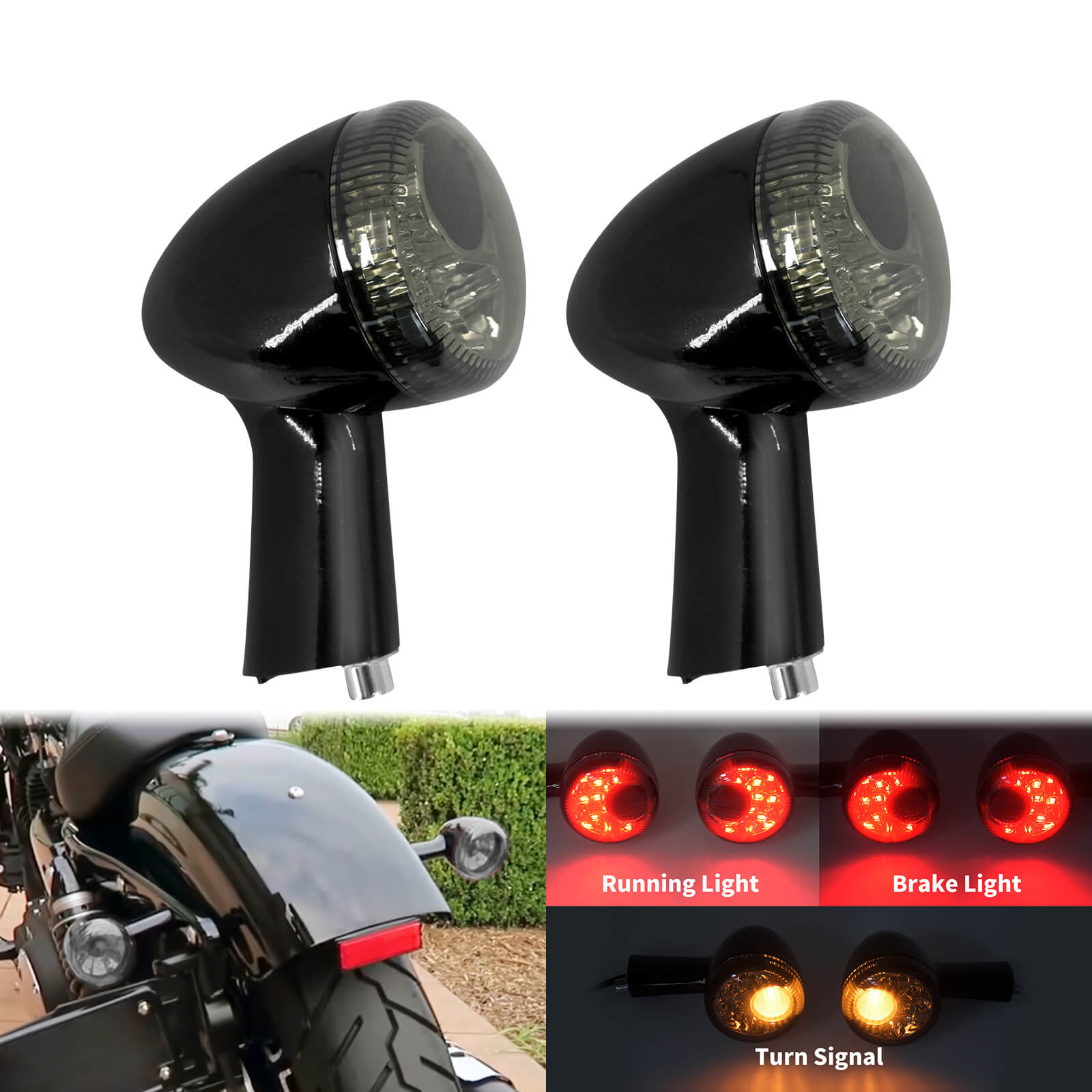 Rear Turn Signals Bullet Blinker Indicator For Harley | HCmotorku
